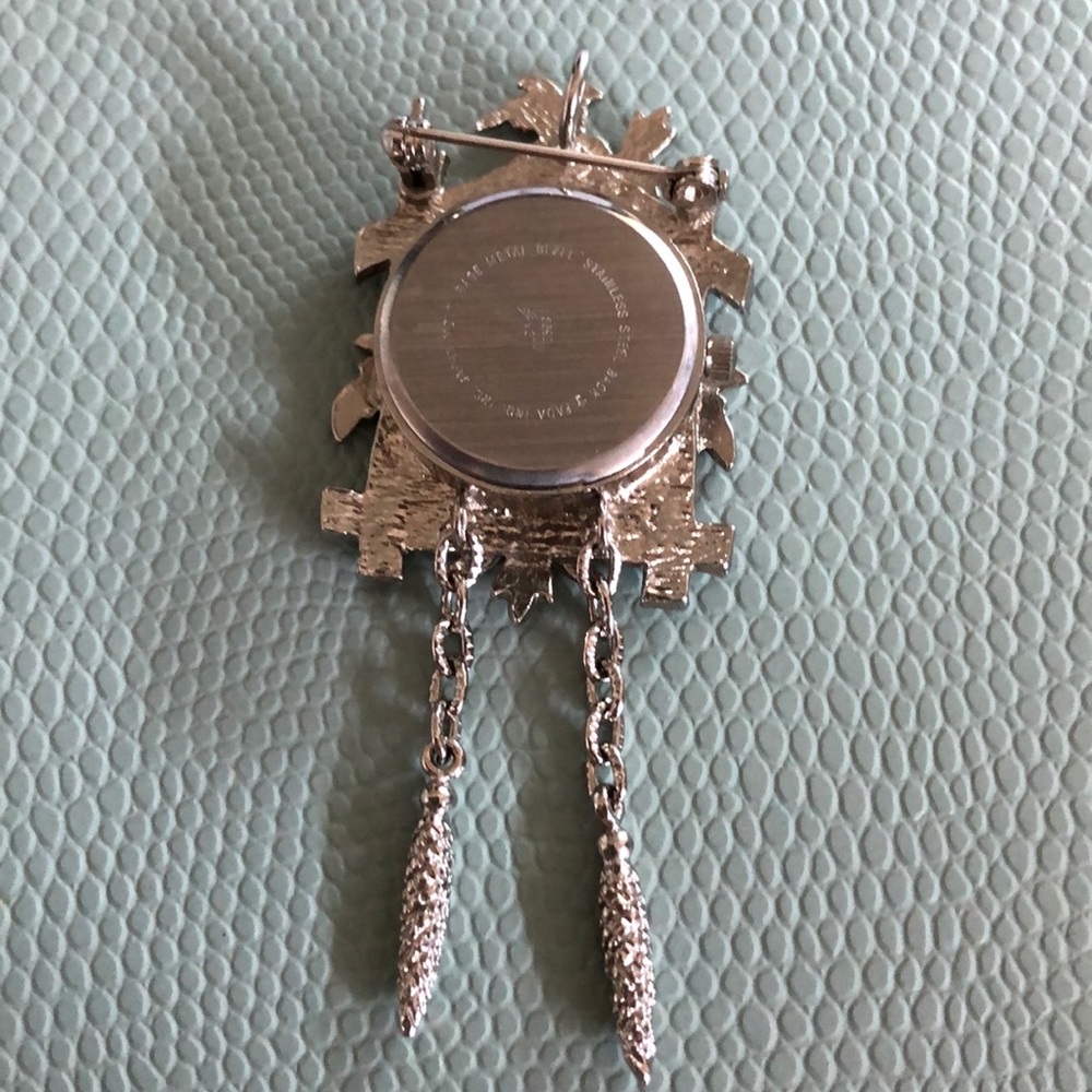 Silver Cuckoo Clock Pin And Pendant - Gem